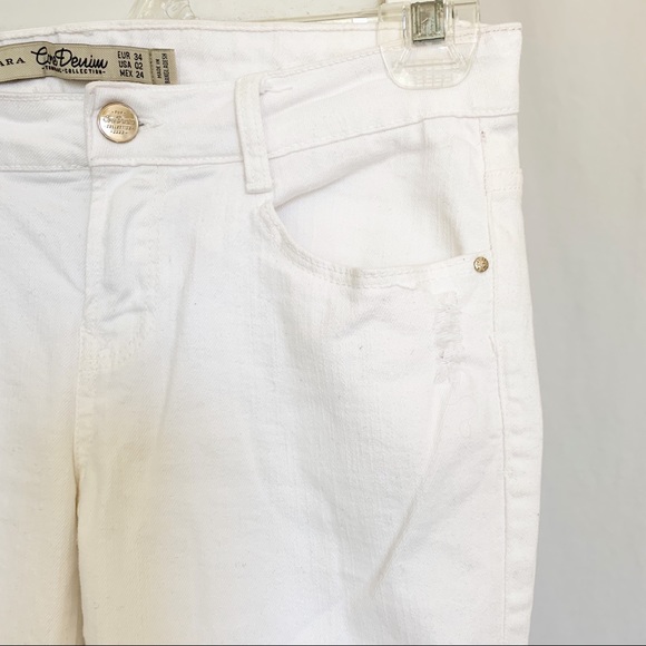 Zara | Pants & Jumpsuits | Euc Zara Core Denim White Trafaluc ...